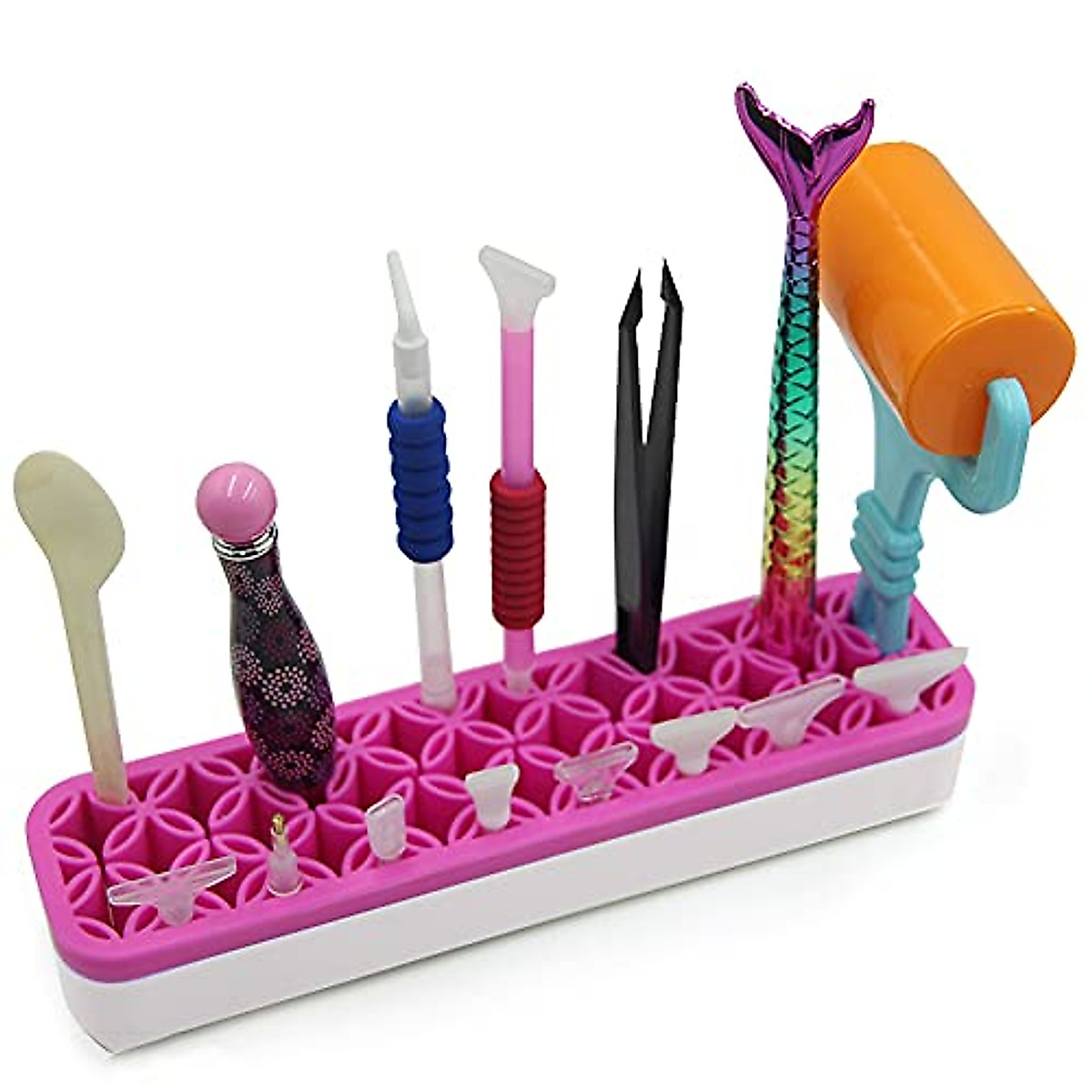 NX Garden Brush Storage Box Sew Desktop Organizers Diamond Painting Pen Holder Sewing Craft Tool Holder, Rose Red