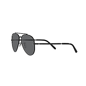 Ray-Ban RB3625 New Aviator Sunglasses, Black/Dark Grey, 58 mm