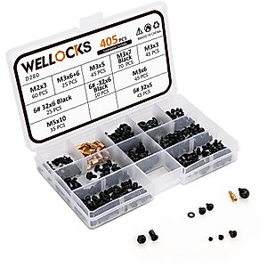 WELLOCKS Computer Standoffs Screws 405 pcs Black PC Screws Accessories Kit for HDD Hard Drive Case Fan Power Card Graphics Chassis CD-ROM Motherboard for Replacement DIY Installation(D280)
