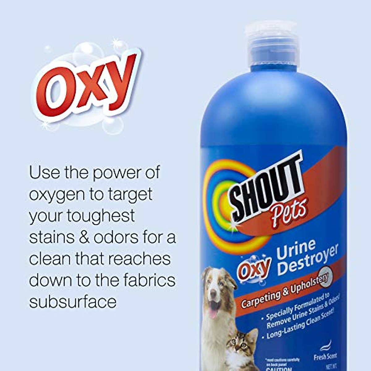 Shout for Pets Turbo Oxy Urine Remover | Carpet Cleaner and Pet Odor Eliminator in Fresh Scent, 32 Oz | Fast, Easy, and Effective for Pet Odors in Homes