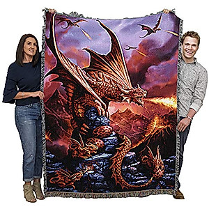Pure Country Weavers Fire Dragon Blanket by Anne Stokes Age of Dragons Collection - Gift Fantasy Tapestry Throw Woven from Cotton - Made in The USA (72x54)