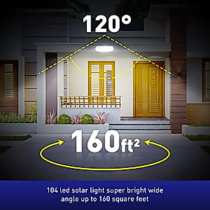 Solar Lights Outdoor Waterproof, Motion Sensor, Large illuminated area, 120 Degree Wide Angle, 32 Ft Long Sensing Distance, 3 Optional Modes, Solar Wall Lights for Garden,Front Door,Deck[2 Pack]