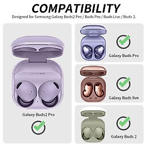 Armor Cover Case for Samsung Galaxy Buds Pro Case / Galaxy Buds Live Case / Galaxy Buds 2 Case [with Security Lock], Silicone+Hard PC Shockproof Case with Keychain/Straps/Ring/Cleaning Brush(Purple)