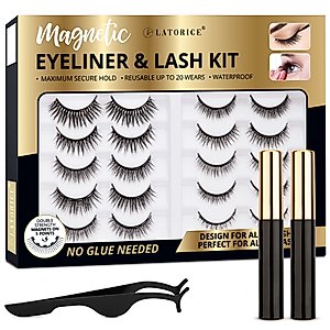 Magnetic Eyelashes Kit Magnetic Eyeliner 3D and 5D different Lengths&Densities Magnetic Eyelashes Magnetic Lashliner For Use with Magnetic False Lashes Natural Look-No Glue Needed (10-Pairs)