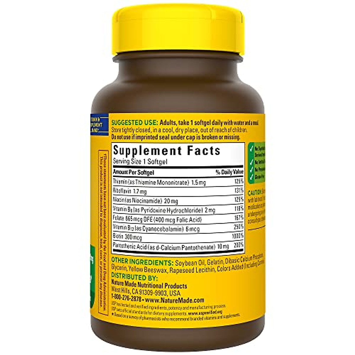 Nature Made Super B Energy Complex, Dietary Supplement for Brain Cell Function Support, 160 Softgels, 160 Day Supply