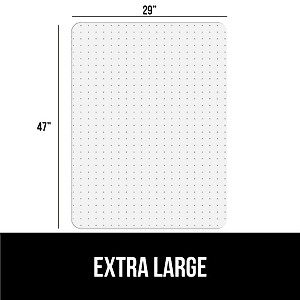 Gorilla Grip Office Chair Mat for Carpet Floor, Slip Resistant Heavy Duty Under Desk Protector Carpeted Floors, No Divot Plastic Rolling Computer Mats, Smooth Glide Semi Transparent Design 47x29 Clear