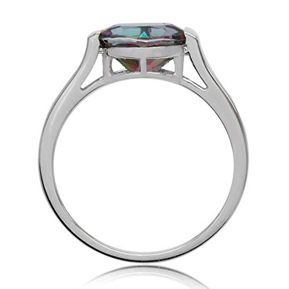 Silvershake 3.37ct. 10X8mm Oval Shape Mystic Fire Topaz White Gold Plated 925 Sterling Silver East-West Solitaire Ring Size 9
