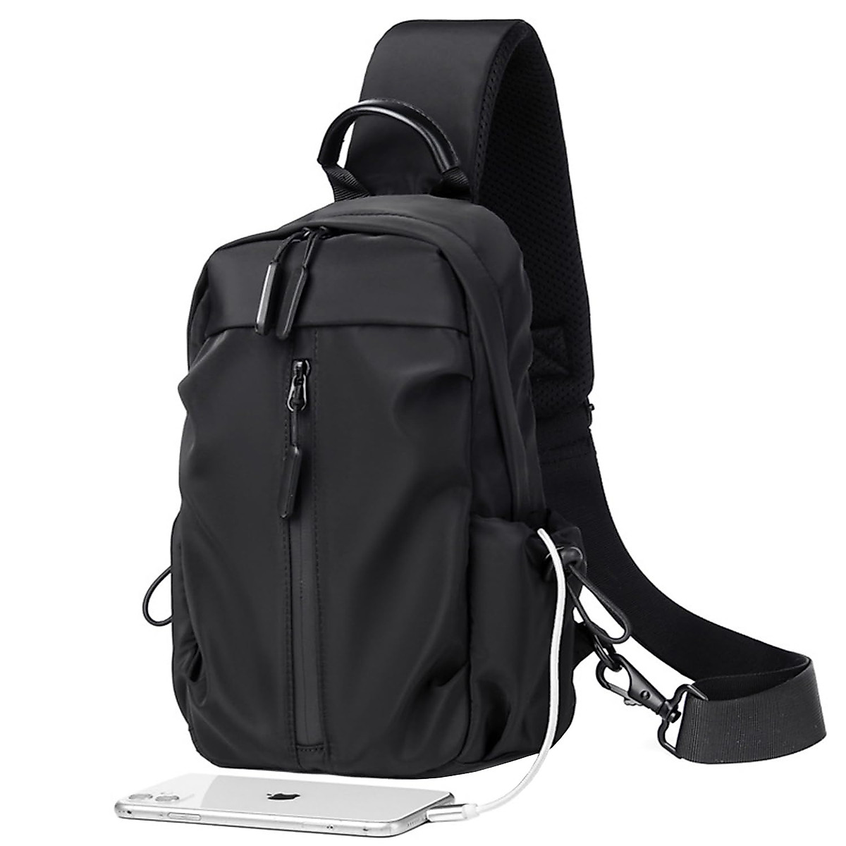 Crossbody Sling Backpack Sling Bag for Men Women, Small Chest Bag Daypack Fanny Pack Cross Body Bag for Hiking Traveling Outdoors - Black