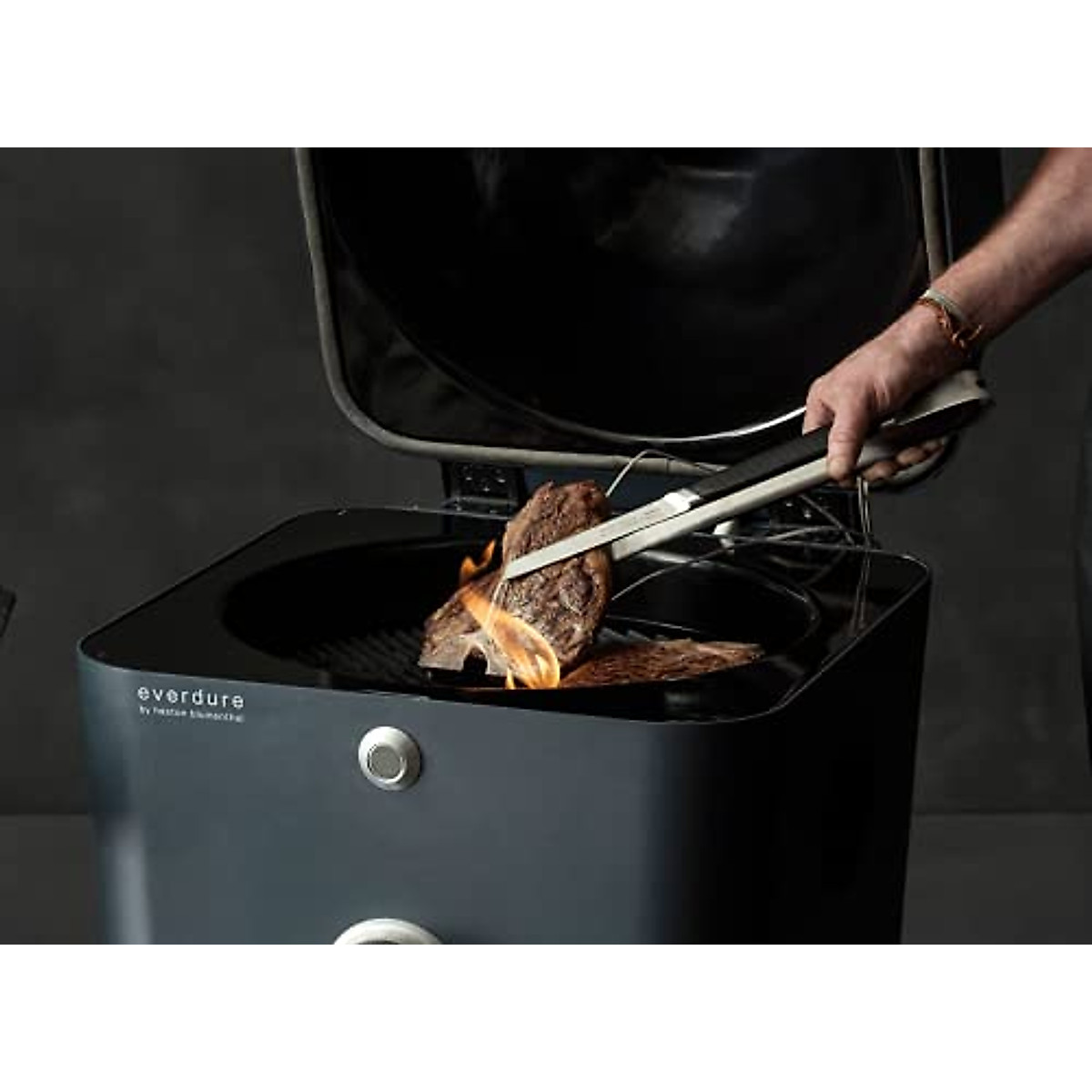 Everdure by Heston Blumenthal Premium Large Grilling Tweezers: Brushed Stainless Steel, Soft Grip Handle and Lightweight, Perfect Precision Tweezers for Handling Small Items on The Grill or Cooktop