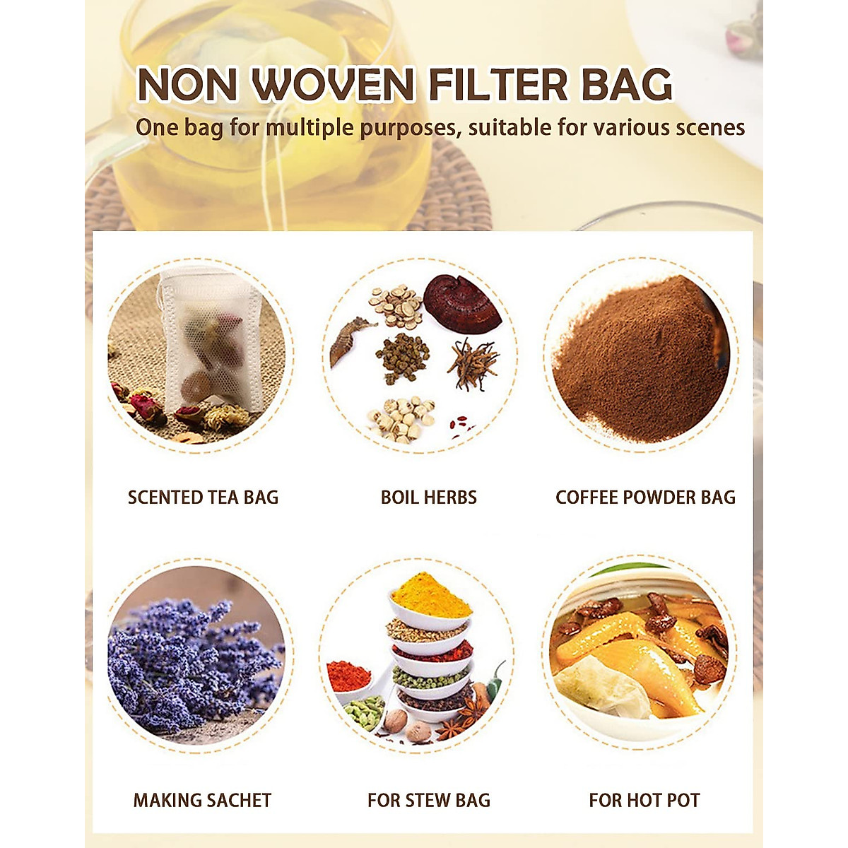 200pcs Disposable Tea Bags for Loose Leaf Tea, Tea Filter Bags with Free Tea Spoon for Loose Tea Loose Leaf Tea, Coffee, Spice, Herbs (QS53)