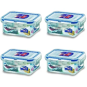 Lock & Lock Rectangular Water Tight Food Container, Set of 4 (6 oz each)