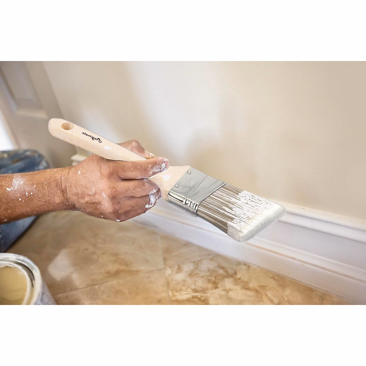 Magimate Paint Brushes Set, Sash Brushes, Soft Tapered Filament, Wood Stain Brushes for Walls, Cabinets and Fences Pack of 5