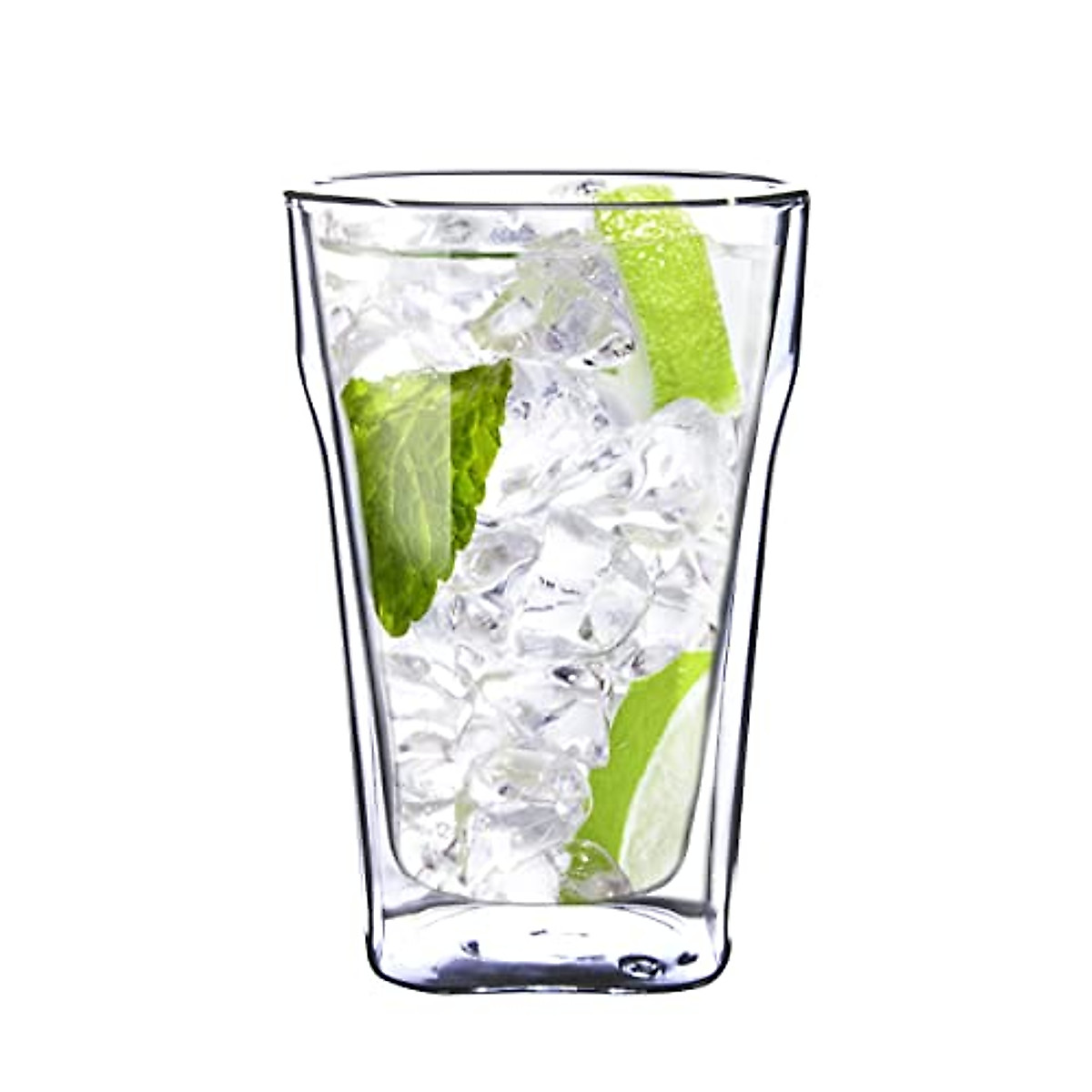 M&N HOME Double Walled Glass Cup, Double Wall Insulated Drinking Glasses, Double Wall Glass Coffee Mugs, Vaso de Vidrio de Doble Pared (Set of 2) - 13.5-Ounces