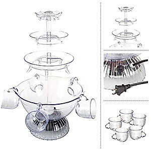 3-Tier Party Drink Dispenser – 1.5-Gallon Punch Fountain with LED Light Base and 5 Cups – Juice, Soda, or Mimosa Tower by Great Northern Party, Red