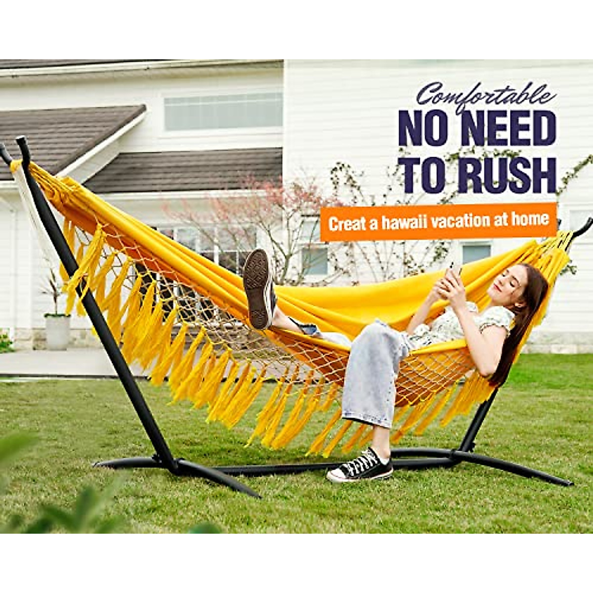 Zupapa Hammock with Stand 2 Person Heavy Duty, Portable Hammock with Stand for Camping and Outdoor, Adjustable Steel Hammock Stand and Double Hammock with Carrying Bag, 550 LBS Capacity.