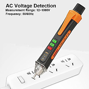 Non Contact Voltage Tester Pen, Electrical Tools Electrical Tester AC 12-1000V/48V-1000V, LED Flashlight, Buzzer Alarm for Live/Null Wire Tester Judgment, Wire Breakpoint Finder