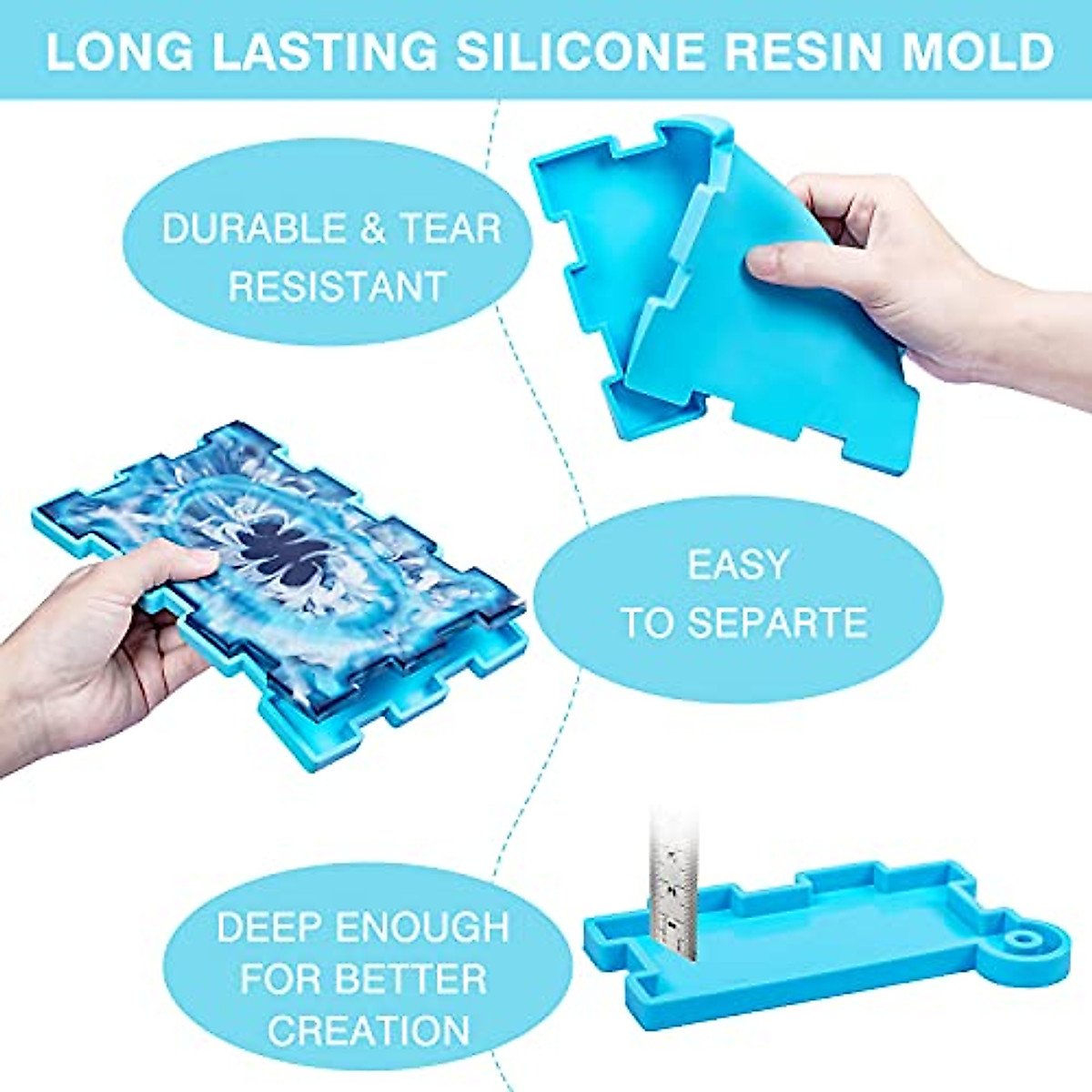 Resin Rectangle Box Mold, Epoxy Resin Silicone Large Storage Container with Lid Set Mould for Casting, Perfect for Dominoes Coffee Pod Jewelry Napkin Candy Cosmetics Trinket Crafts DIY Organizer