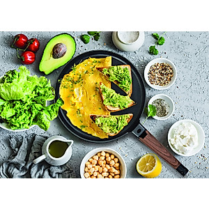 MasterPan Designer Series Non-Stick Cast Aluminum Crepe Pan with Detachable Handle, 11", Black