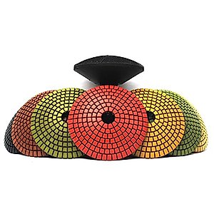 Z-LION 4 Inch Diamond Convex Polishing Pad with 5/8"-11 Thread Backer Pad Convex Disc for Marble Granite
