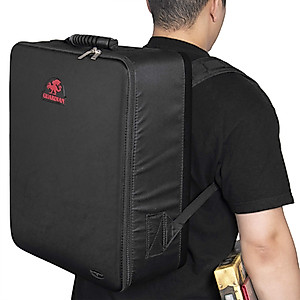 Guardian Tabletop Gaming Backpack | Deluxe Portable Carrying Case with Space For 135+ Figurines, Large Miniatures, and Wargame Transportation | Includes Four Compartment Trays & 3 Layers of Pluck Foam