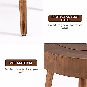 COSIEST 2 Piece Round Coffee Table Set, Modern Nesting Table with Handcrafted Wood Ring Motif, Farmhouse Wood End Table for Living Room