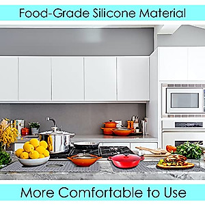 Tisnveky Silicone Sink Protectors for Kitchen [1 Pack] [24.8'' x 13''], Grey Sink Mat Grid for Bottom of Farmhouse Stainless Steel Porcelain Sink with Center Drain