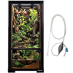 REPTIZOO 15 Gallon Full Glass Reptile Terrarium 12" x 12" x 24" Knock-Down Glass Tank and Siphon Gravel Cleaner Set, Small Habitat for Reptile Chameleon, Tree Frogs, Arboreal Geckos,Lizard