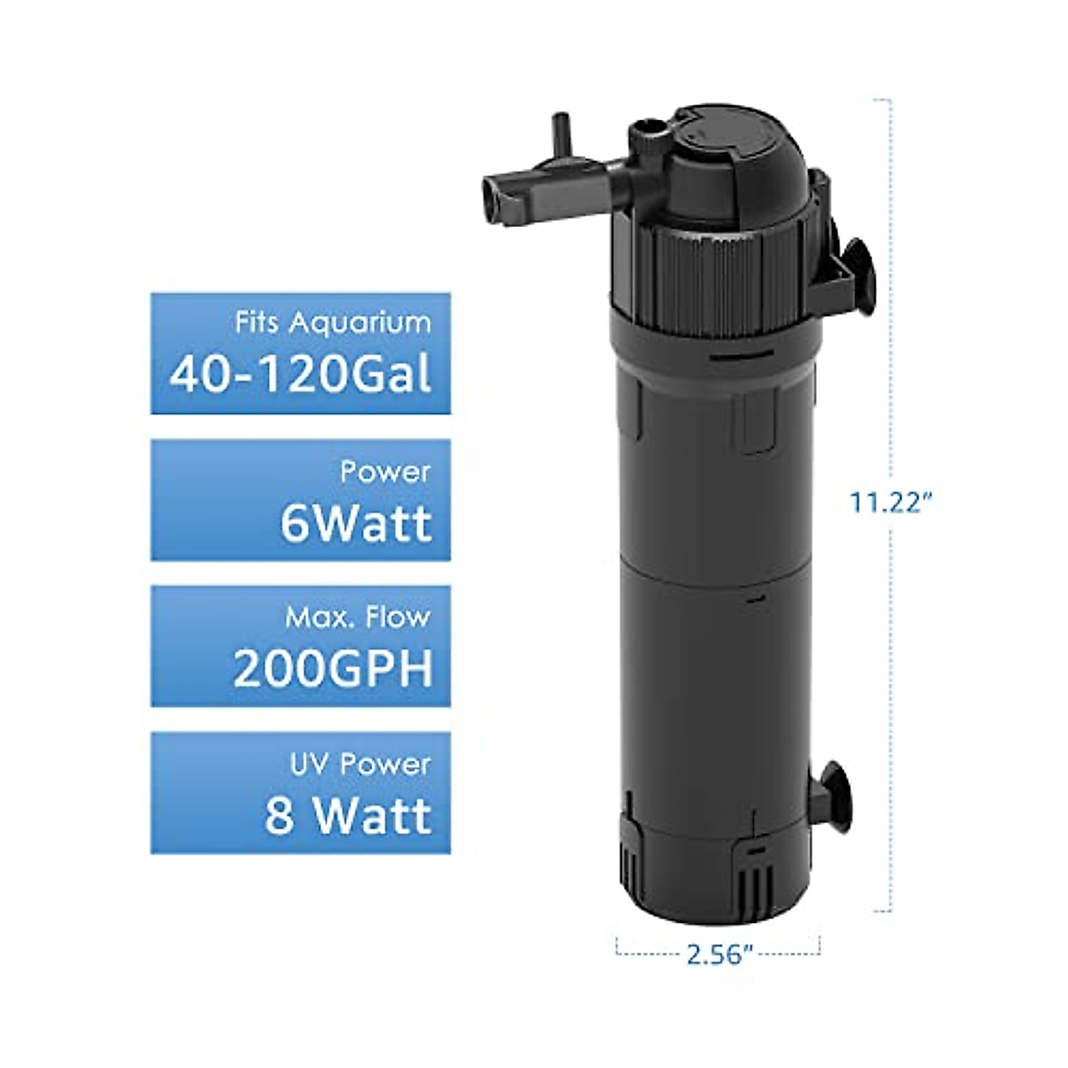 Kulife Fumak Aquarium Filter Fish Tank Filters U-V Filter Pump with Timer Turns Green Water to Clear, Dual Mode (Aeration/Rainfall) for 40-120 Gallon Aquariums, Flow Rate and Direction Adjustable