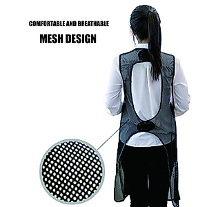 Home Waterproof Aprons for Women without Pockets,Cleaning Fish, Dog Grooming, Gardening, Cute Woman Dishwashing Apron（Black)