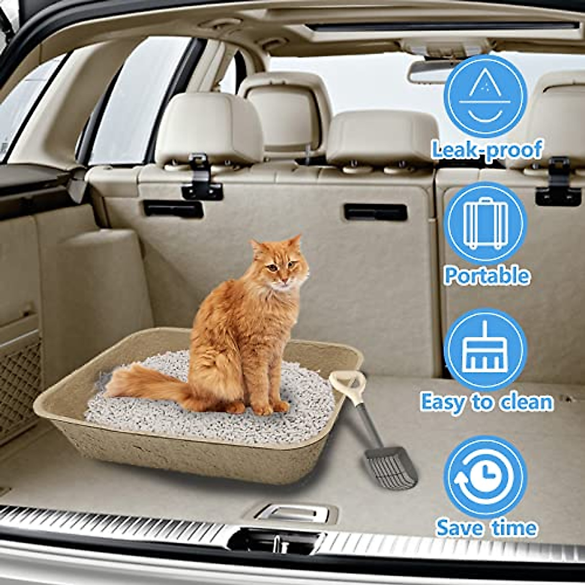 kathson 8 Pcs Disposable Litter Boxes for Cats Pet Paper Litter Tray Liner Disposable Litter Pan Travel Small Animal Potty for Kitten Puppy Hamster Guinea Pig Rabbit Bunny (16.14 x 12.2 x 3.7 inch)