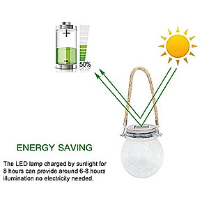 2 Pack Hanging Solar Powered LED Lights,Cracked Glass Ball Light, Waterproof Outdoor Christmas Decorative Lantern for Garden, Yard, Patio, Lawn(Warm White)
