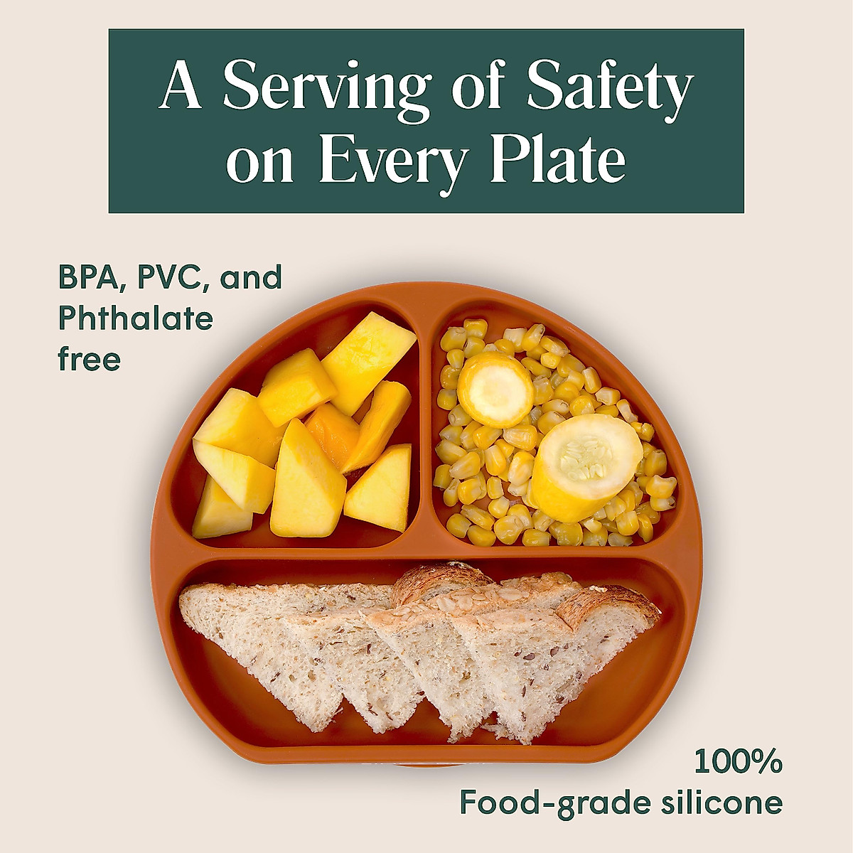 Simka Rose Baby Suction Plates for Baby & Toddler Plates Silicone Plate Baby Baby Dishes- BPA Free Silicone Divided Design Microwave & Dishwasher Safe - Baby Led Weaning Supplies Utensils (Pack of 1)