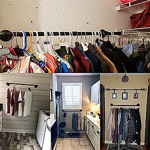 MY RUSTIC Industrial Pipe Clothing Rack, Rustic Pipe Hanging Rod for Closet Storage, Wall Mounted Multi Purpose Hanging Rod (Black, 38 Inch) (2P)