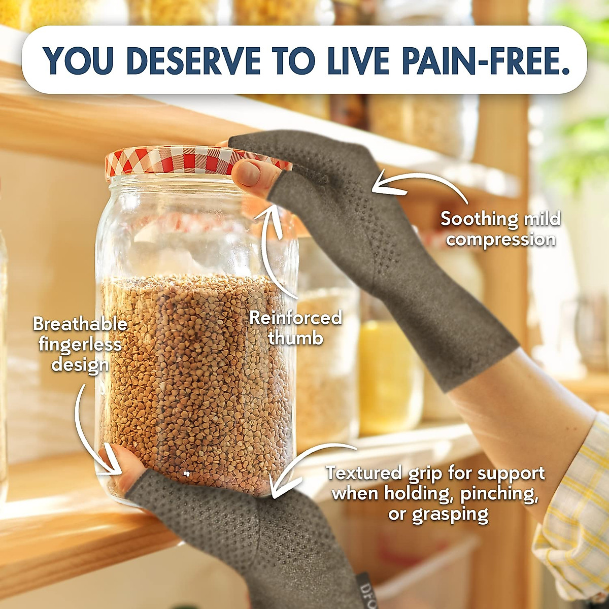 Dr. Frederick's Original Grippy Arthritis Gloves for Women & Men - Anti-Slip Compression Gloves for Arthritis Pain Relief - Small