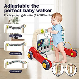3 in 1 Baby Play Mat Baby Gym, Floor Activity Center and Infant Baby Walker - Toddler Push Walker, Play Piano Tummy Time,Boy & Girl Gifts for Newborn Baby Toddler 0 to 3 6 9 12 Months