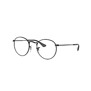 Ray-Ban RX3447V Round Metal Prescription Eyeglass Frames, Matte Black/Demo Lens, 47 mm