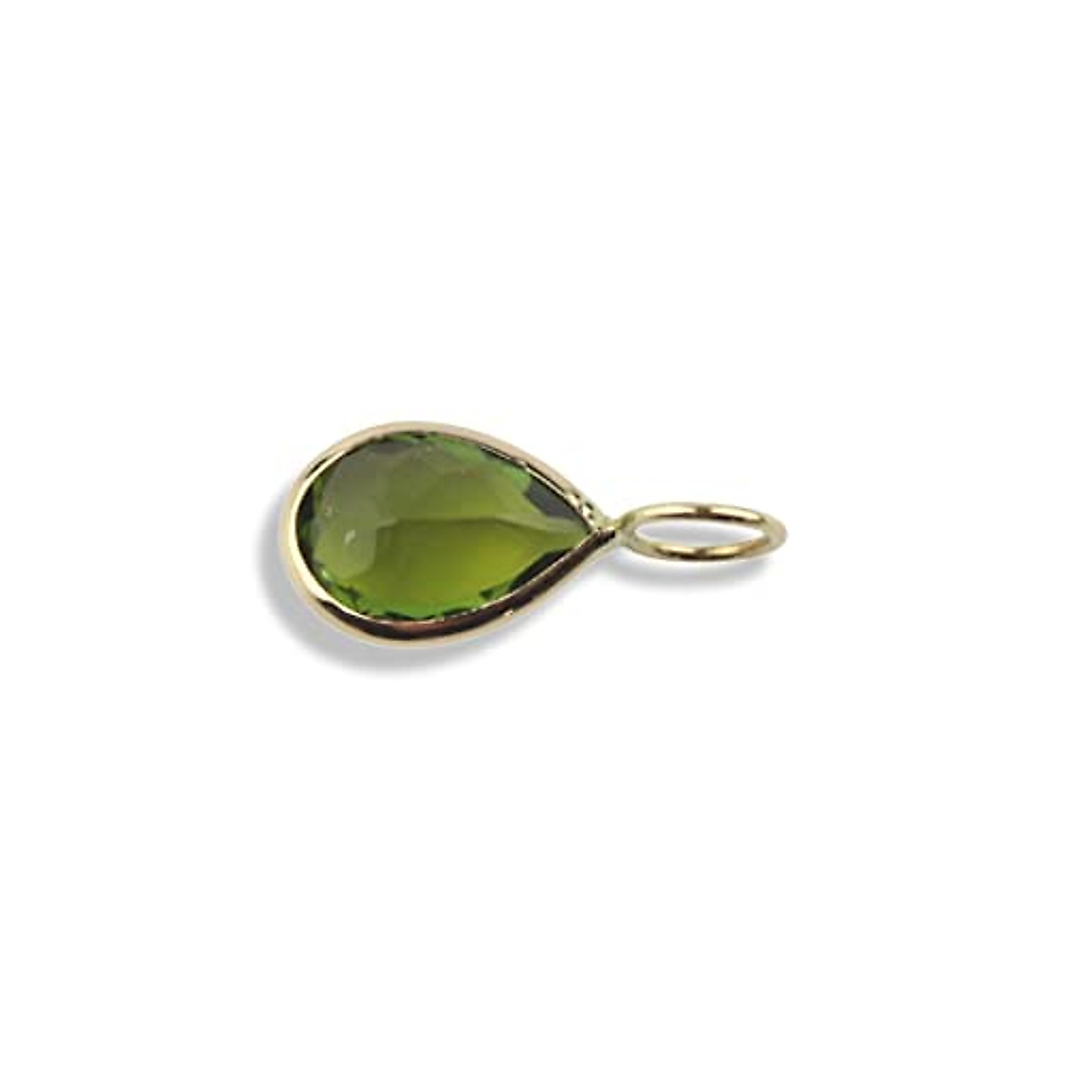Green Tourmaline Charm 7.5x5.5 Pear Handmade in 14k Yellow Gold 0.90 Carats