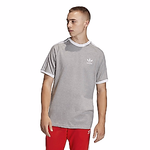 adidas Originals mens 3-stripes Tee T Shirt, Medium Grey Heather/White, Small US