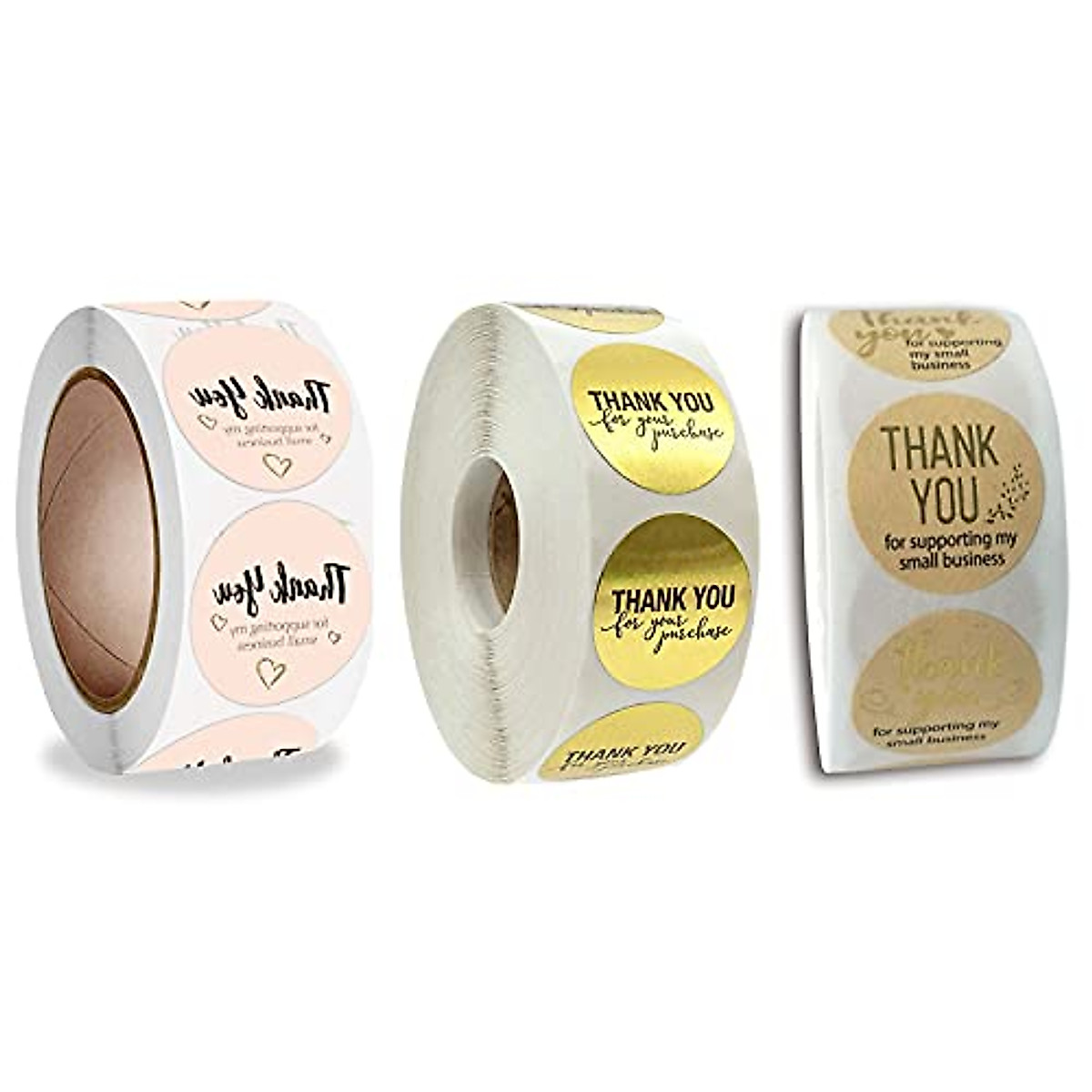 GUAGLL 3 Rolls Thank You Baking Sticker Cute Printing Sticker Label 1 Inch 500Pcs/Roll for Envelope Gift