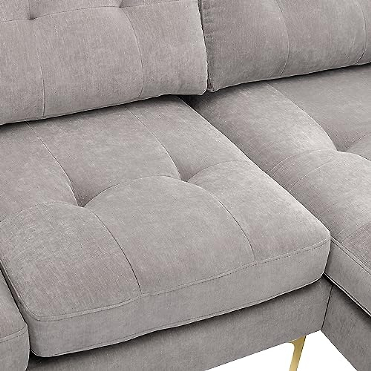 U-Shaped Sectional Sofa w/Reversible Chaise and Movable Ottoman, 110"W 5-Seater Convertible Corner Couch Modern Design Comfy Sofa & Couch with Side Pockets and Nail Head for Home Office Apartment