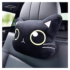 Hhhong Cute Cat Owl Cartoon Car Neck Pillow Headrest Car Seat Belt Shoulder Pad Sets Travel Mat Cat Rearview Mirror Cover (Color : 1pc seat Belt Cover)
