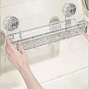 SPANN Light Luxury Style Punch-Free Storage Rack, Shower Organizer Suction, Corner Shower Organizer, Toilet Organizer, Punch-Free Storage Rack (A+B)