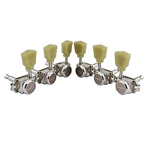 Guyker 3x3 Vintage Style Locking Guitar Machine Heads – 1:15 Ratio Lock String Deluxe Tuning Key Pegs Tuners Set Replacement for Electric, Acoustic or Folk Guitars - nickel
