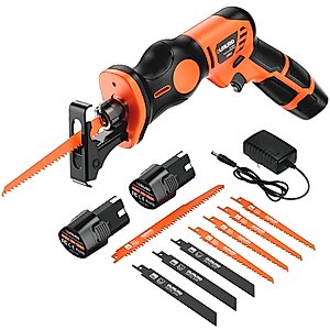 Reciprocating Saw Cordless, 12V Power Reciprocating Saw with 2 * 2000 mAh Battery, 3000SPM 13mm Reciprocating Stroke, 8 Tool-Free Saw Blade Change Reciprocating Saw for Wood Metal PVC DIY Cutting