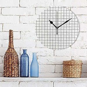 Haskirky Round Digital Clock White Grid Creative Decorative Quiet Not Ticking Clock,Bedroom Living Room Bathroom Kitchen Office Wall Ornament (Gold 10x10In)