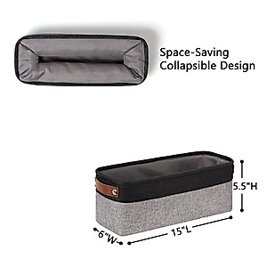 DULLEMELO Collapsible Bundle Baskets 4 Cube Baskets 11"x11"x11" + 2 Narrow Baskets 15"x6"x5.5"（Black&Grey)