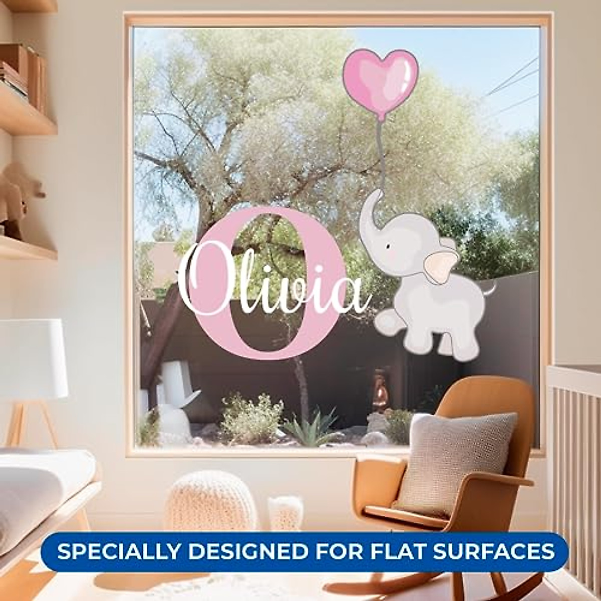 Custom Name & Initial Elephant Wall Art I Elephant Baby Shower Decorations I Elephant Wall Decor | Elephant Baby Shower Decorations for Girl I Baby Elephant Nursery Decor | Wall Decals