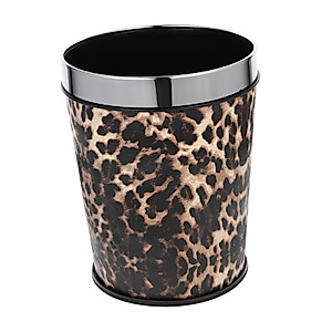 BUGUUYO Leopard Print Bathroom Trash Can Animal Print Waste Bucket Retro Style for Bathroom