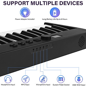 Folding Piano Keyboard,Kmise Electric Keyboard 88 Keys Semi-Weighted Digital Foldable with Bluetooth MIDI Sustain Pedal,Music Sheet Holder,Carrying Bag