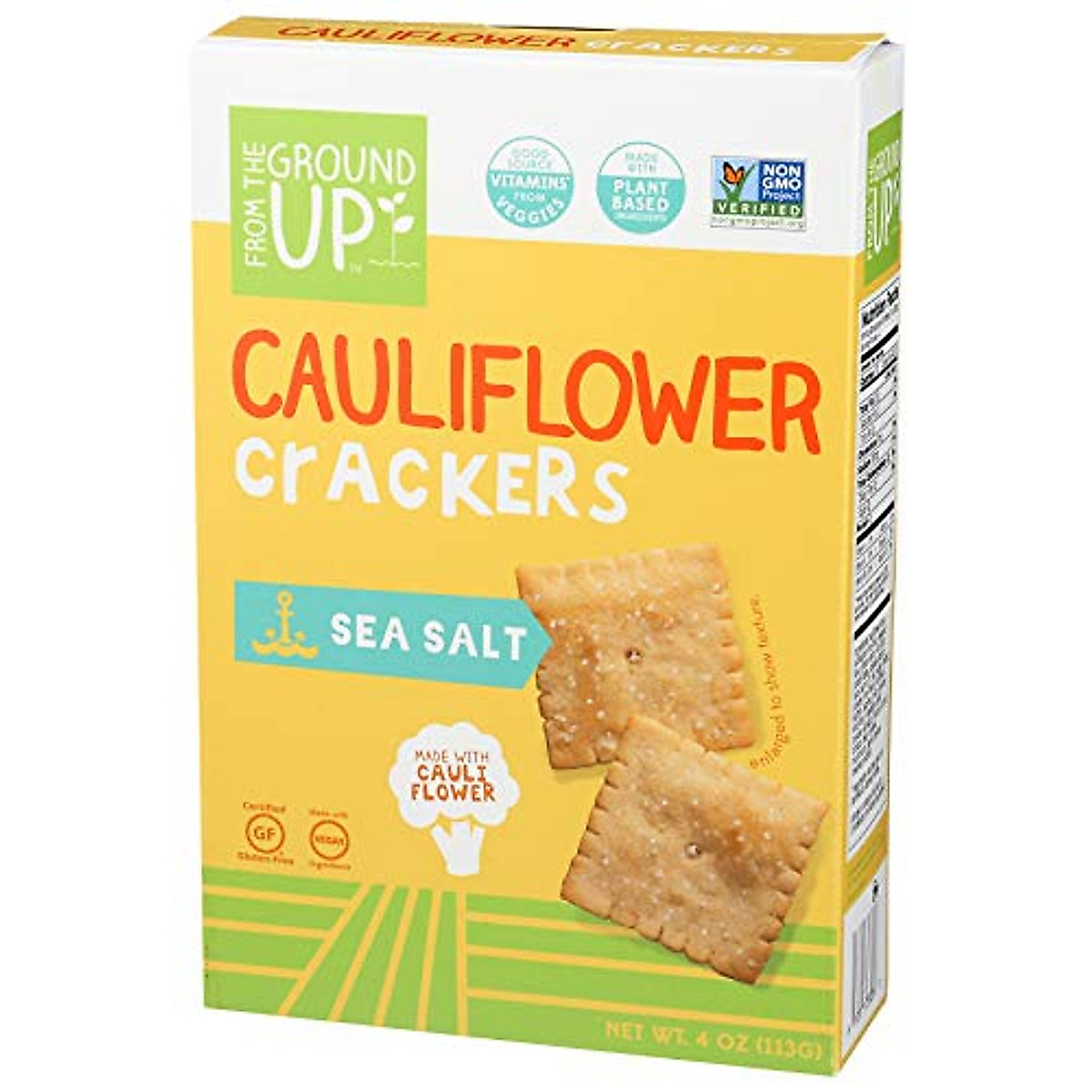 From The Ground Up, Cauliflower Crackers Sea Salt, 4 Ounce